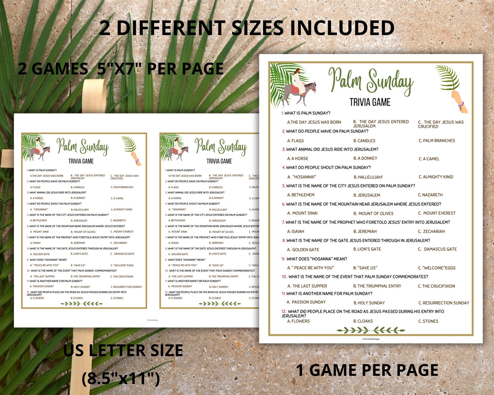 Palm Sunday Trivia,easter Story Trivia Game,holy Week Trivia,bible ...