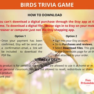 Bird Trivia Game,birds Quiz,animal Trivia,zoo Trivia,wildlife Quiz ...