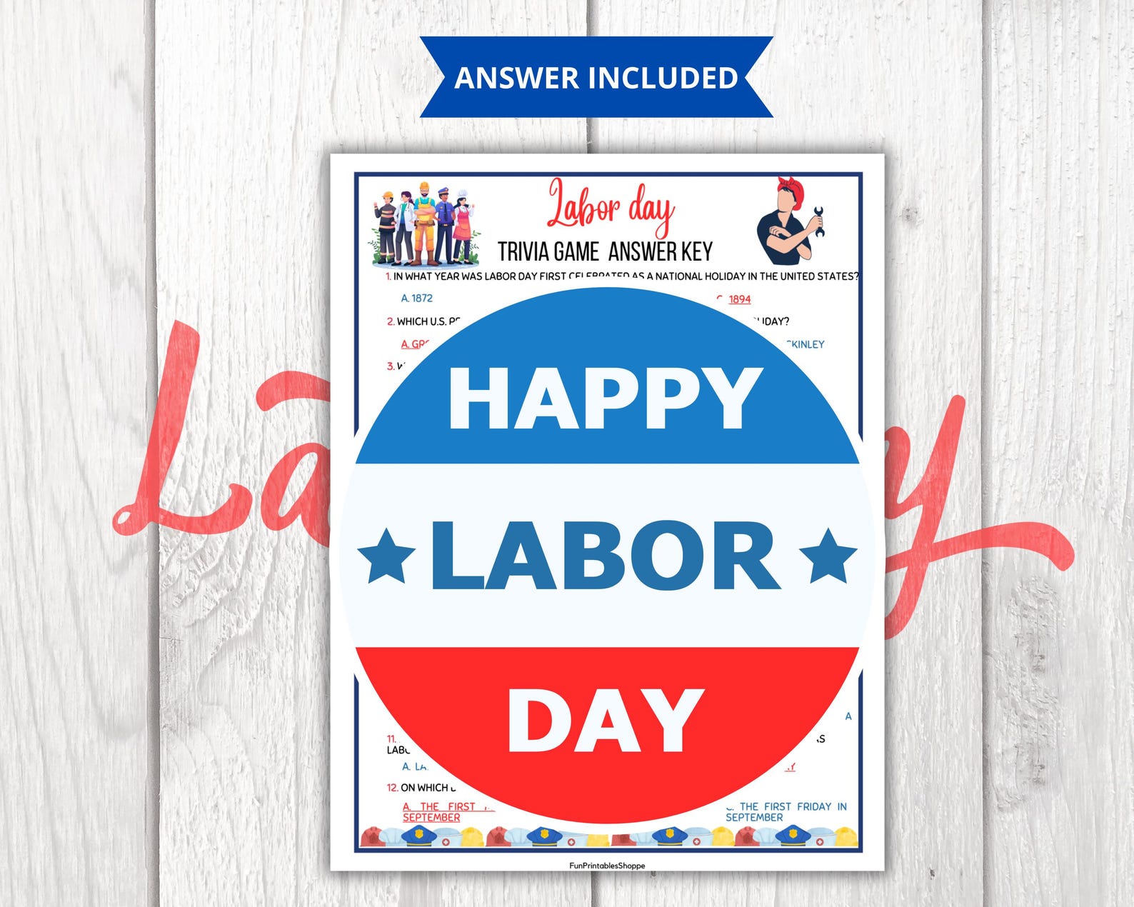 Labor Day Trivia,labor Day Party Games,labor Day Activity,family ...