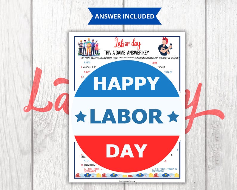Labor Day Trivia,labor Day Party Games,labor Day Activity,family ...