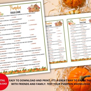 Pumpkin Trivia Game,fall Trivia,autumn Trivia,pumpkin Quiz,october ...
