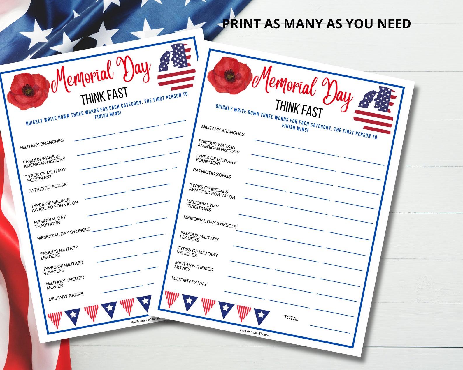 Memorial Day Think Fast,memorial Day Games,quick Think,memorial Day ...