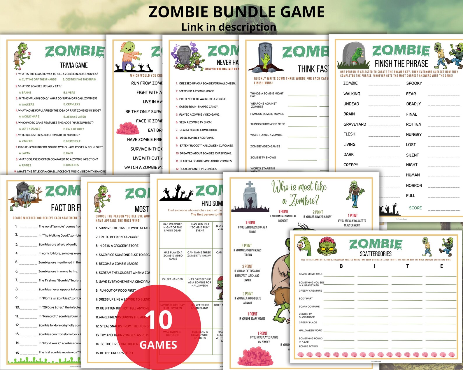 Who is Most Like Zombie,zombie Party Game,zombie Trivia Quiz,halloween ...