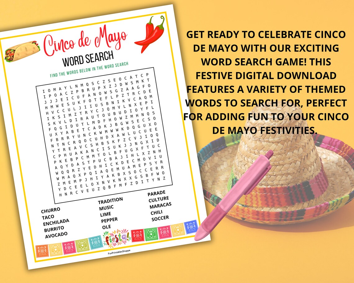 Cinco De Mayo Word Search,cinco De Mayo Games,cinco De Mayo Activities ...