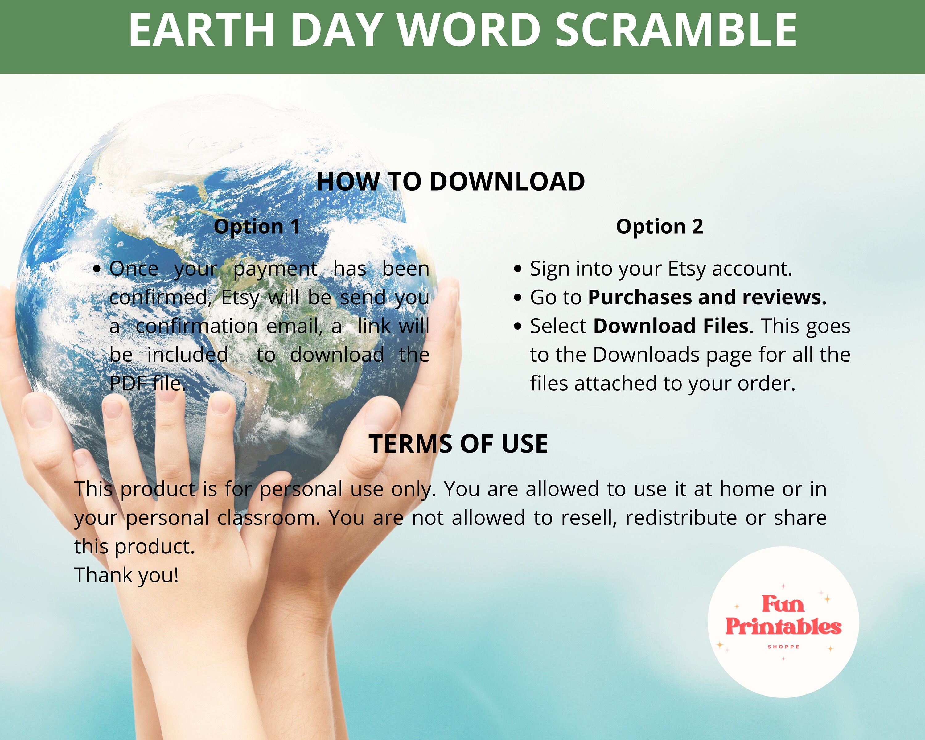 Earth Day Word Scramble Game, Earth Day Activity,spring Games ...