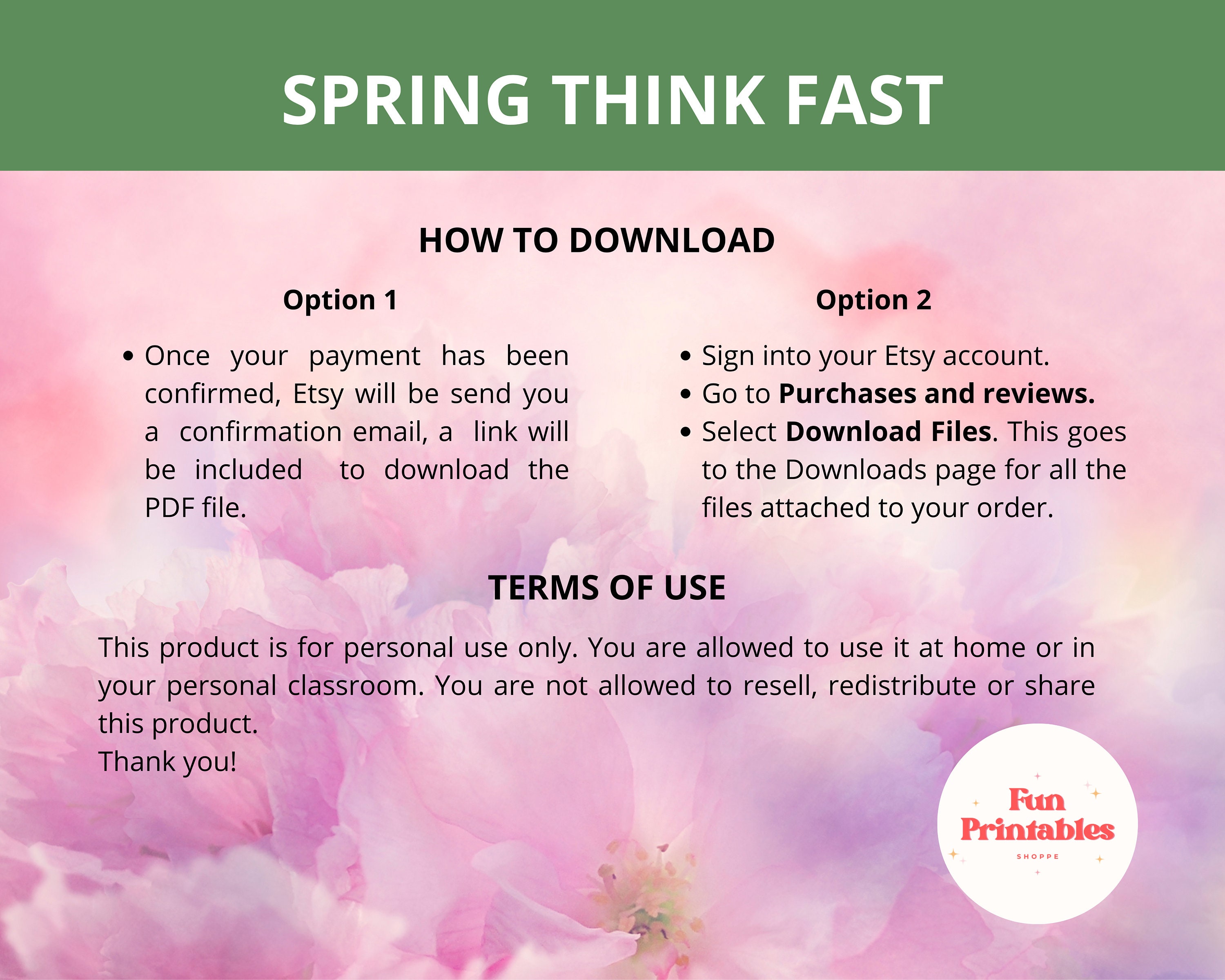 Spring Think Fast Game,quick Think Spring Game, Spring Classroom ...