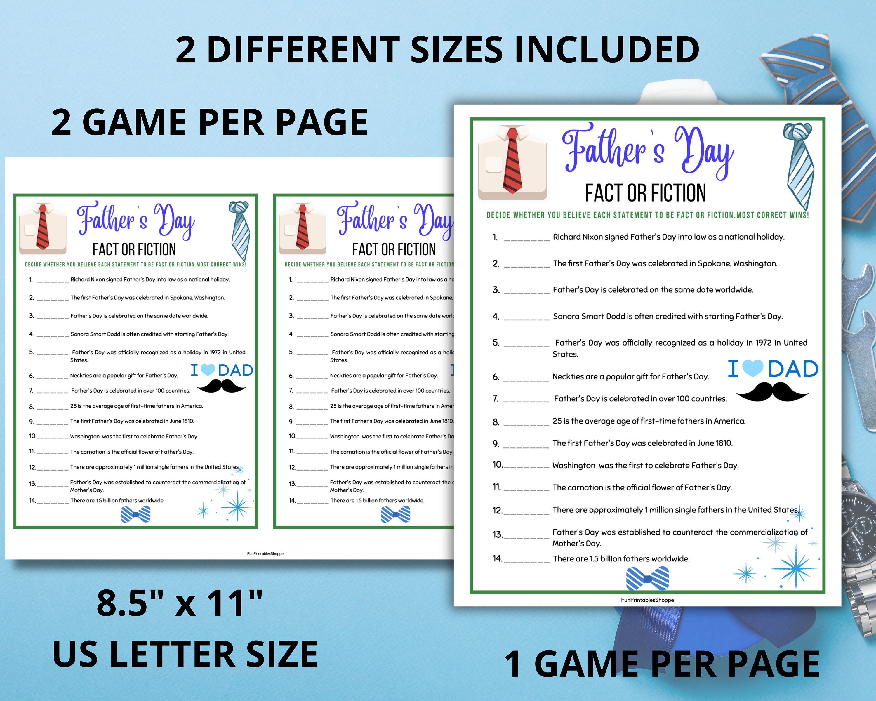 Fathers Day Fact or Fiction,father's Daytrue or False Game Adults ...
