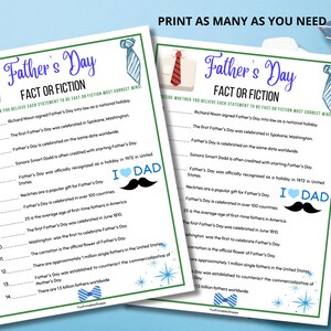 Fathers Day Fact or Fiction,father's Daytrue or False Game Adults ...