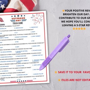 Veterans Day Trivia Game,veterans Day Quiz,patriotic Games,veterans Day ...