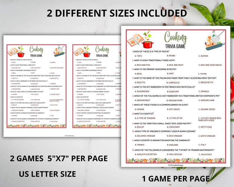 Cooking Trivia Game,food Trivia,cooking Quiz,kitchen Trivia,foodie ...