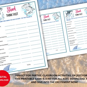 Shark Think Fast Game,summer Activity,shark Week Game,shark Birthday ...