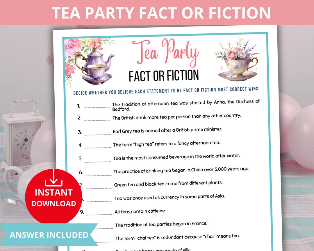 Tea Party Trivia,tea Party Fact or Fiction,tea Party True or False,tea ...