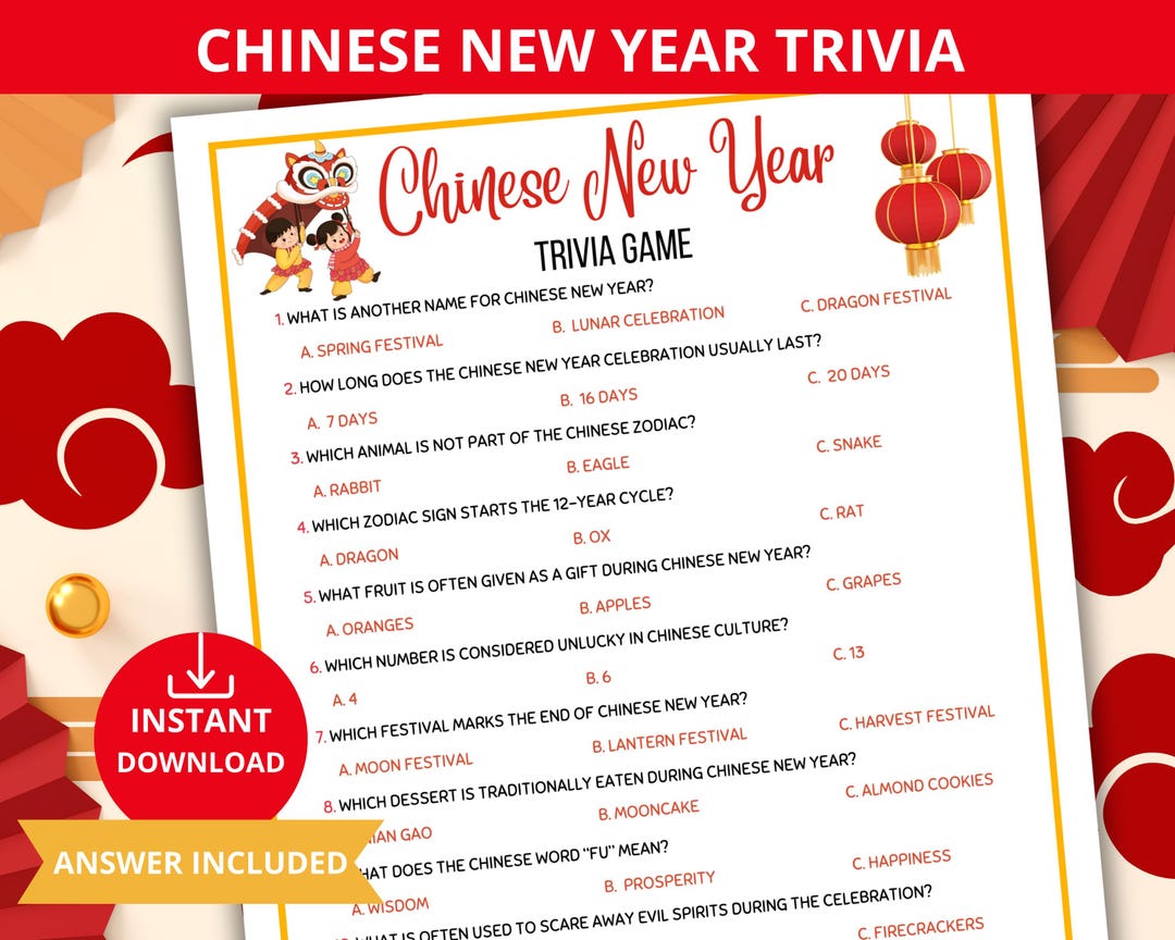 Chinese New Year Trivia,lunar New Year Activity,cny Quiz Game,chinese ...