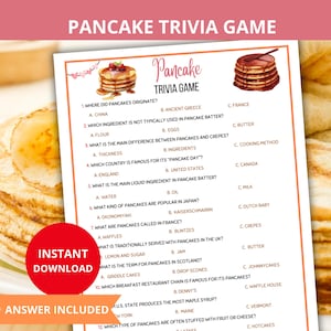 Pancake Trivia Game,pancake Day Game,pancake Quiz,pancake Party Games ...