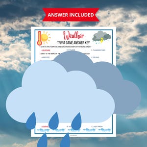Weather Trivia Game,weather Quiz,weather Questions,weather Printable ...