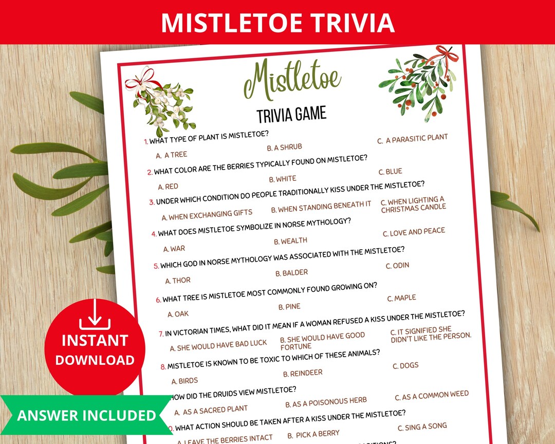 Christmas Trivia Game,mistletoe Trivia,xmas Questions,christmas Party ...