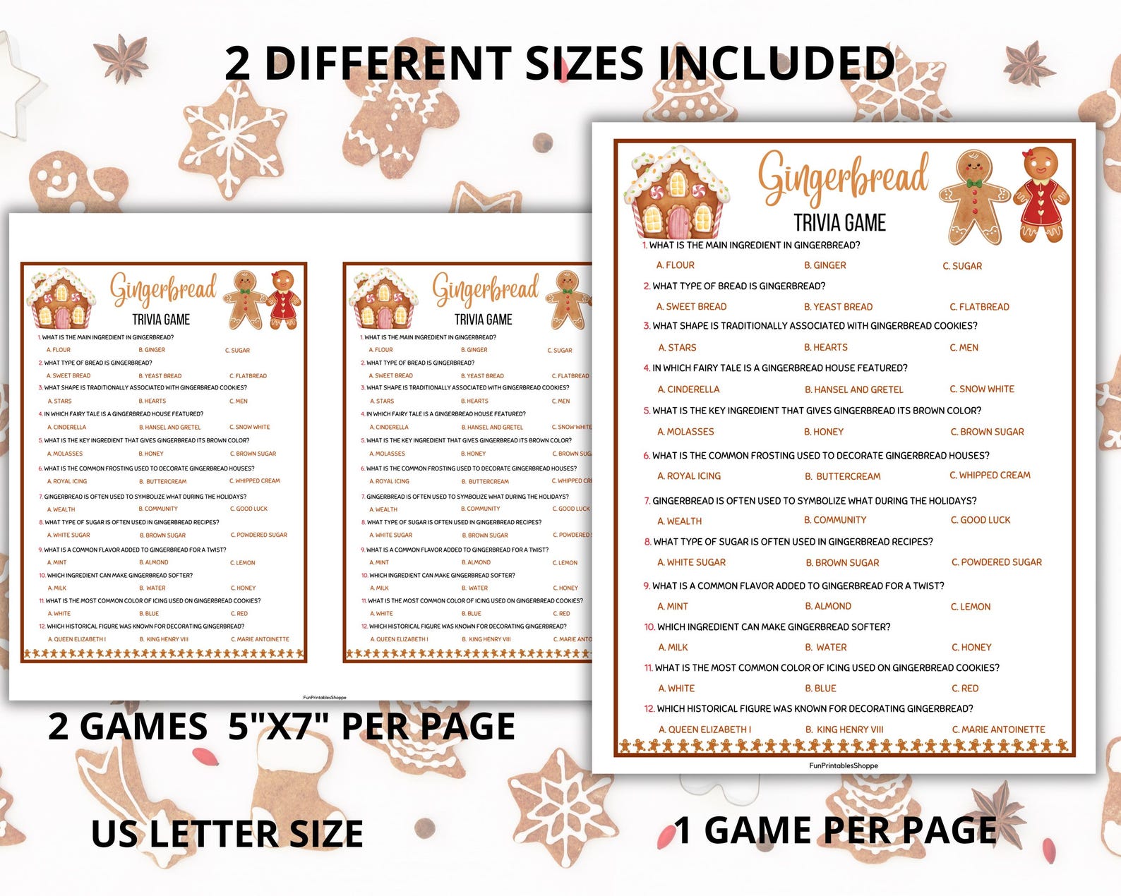 Gingerbread Trivia Game,christmas Trivia,food Trivia,christmas Cookie ...