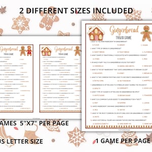 Gingerbread Trivia Game,christmas Trivia,food Trivia,christmas Cookie ...