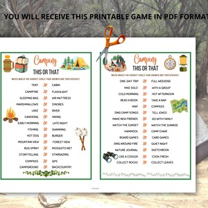 Camping This or That,campground Games,would You Rather,camping Party ...