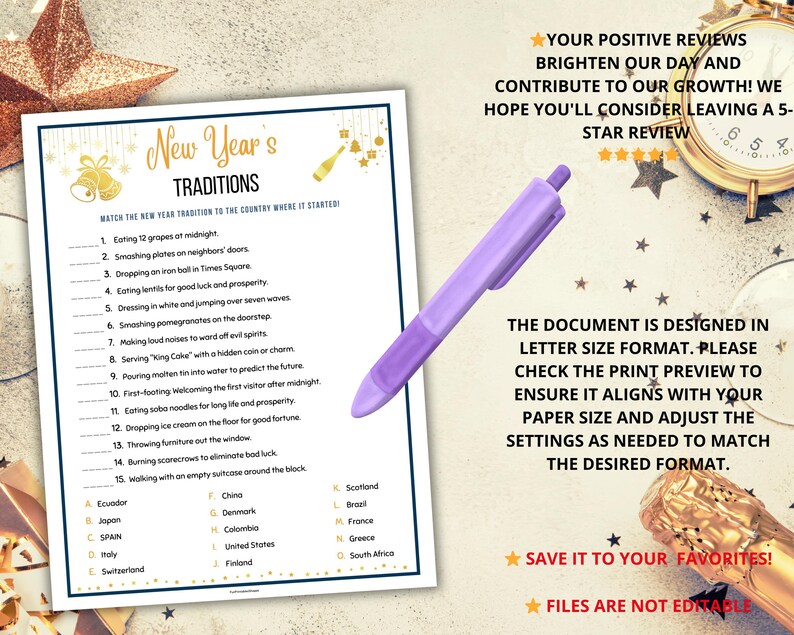 New Year's Eve Tradition Game,new Year Tradition Around the World, New ...