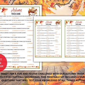 Fall Trivia Game,autumn Trivia Quiz,fall Party Game,autumn Activity ...