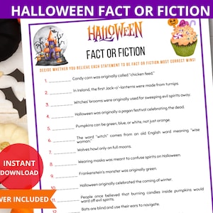 Halloween Fact or Fiction,halloween True or False,halloween Party Game ...