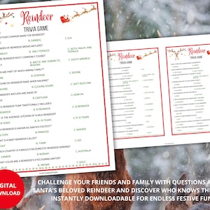 Reindeer Trivia Game,reindeer Quiz,christmas Party Game,christmas Quiz ...