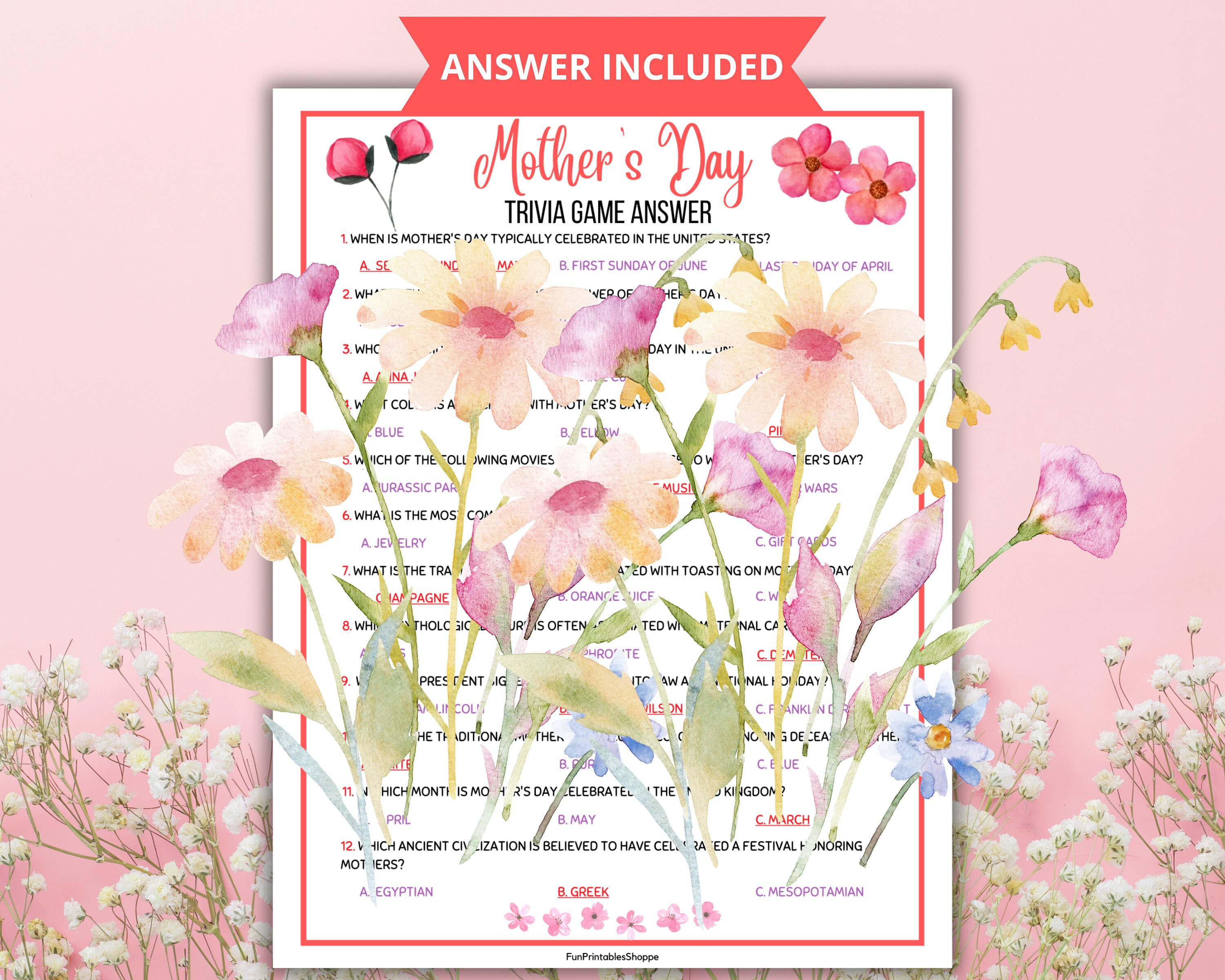 Mother's Day Trivia,mother's Day Quiz,games for Mom,mother's Day Trivia ...