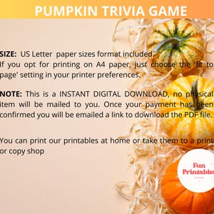 Pumpkin Trivia Game,fall Trivia,autumn Trivia,pumpkin Quiz,october ...