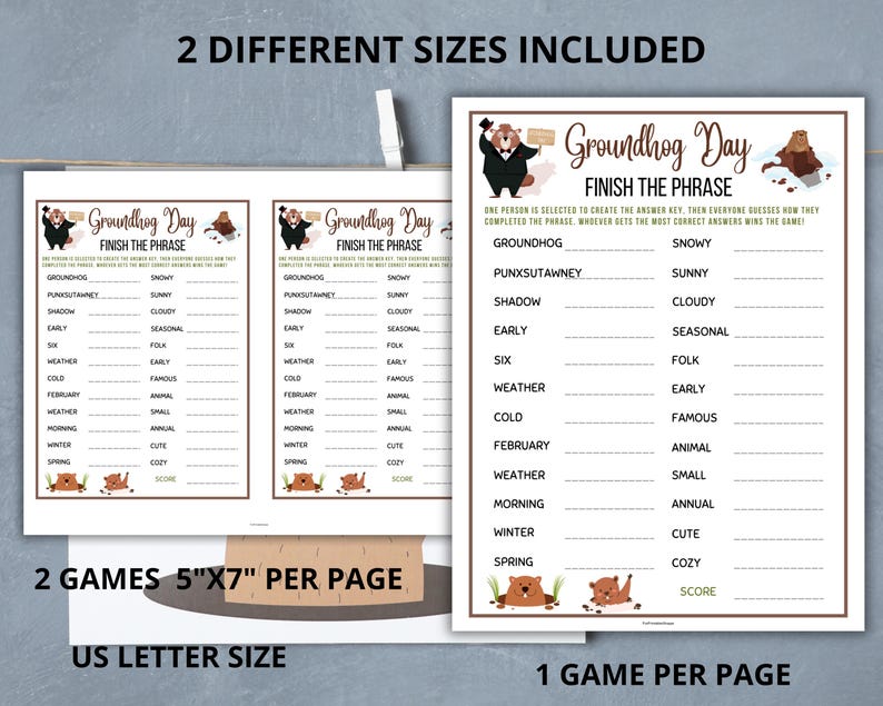 Groundhog Day Finish the Phrase,groundhog Day Party Games,groundhog Day ...