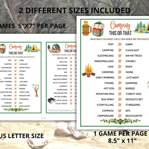 Camping This or That,campground Games,would You Rather,camping Party ...