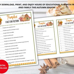 Pumpkin Trivia,pumpkin Fact or Fiction,fall Party Games,true or False ...