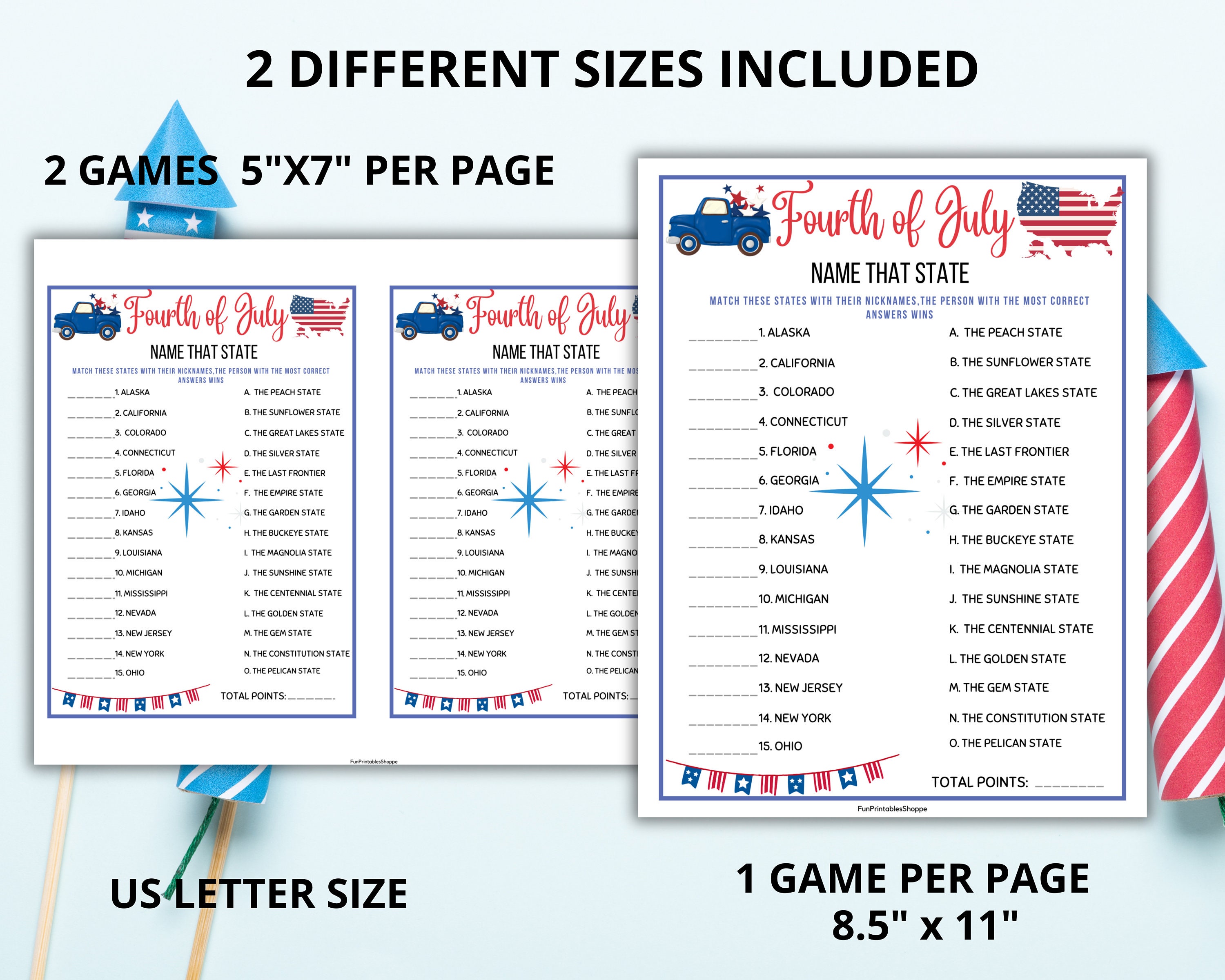 4th of July State Nickname Game,fourth of July Name That U.S. State ...