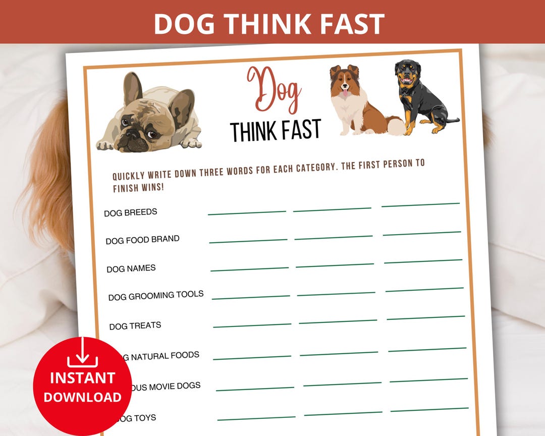 Dog Think Fast,dog Trivia Game,dog Party Games,dog Quiz,dog Birthday ...