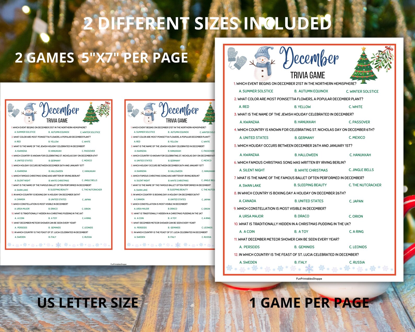 December Trivia Game,winter Holiday Game,december Quiz,winter Season ...