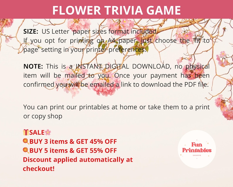 Flower Trivia,spring Trivia,flower Quiz,spring Quiz,flower Party Trivia,garden Trivia,plant ...
