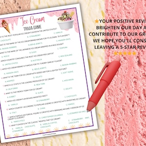 Ice Cream Trivia Game,ice Cream Trivia Quiz,ice Cream Party Games ...