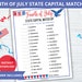 Fourth of July State Capital Match,july 4th Party Game,4th of July ...