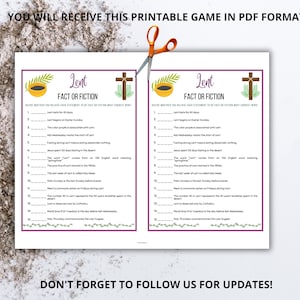 Lent Fact or Fiction,lent Quiz,lent Trivia Game,easter Bible True or ...