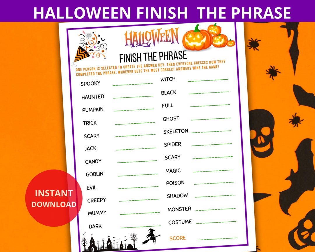 Halloween Finish the Phrase,halloween Party Game,halloween Quiz ...