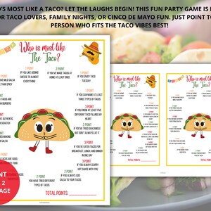Who is Most Like the Taco,mexican Party Game,taco Tuesday Game,taco ...
