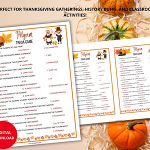 Thanksgiving Trivia Game,pilgrim Trivia Quiz,friendsgiving Games ...