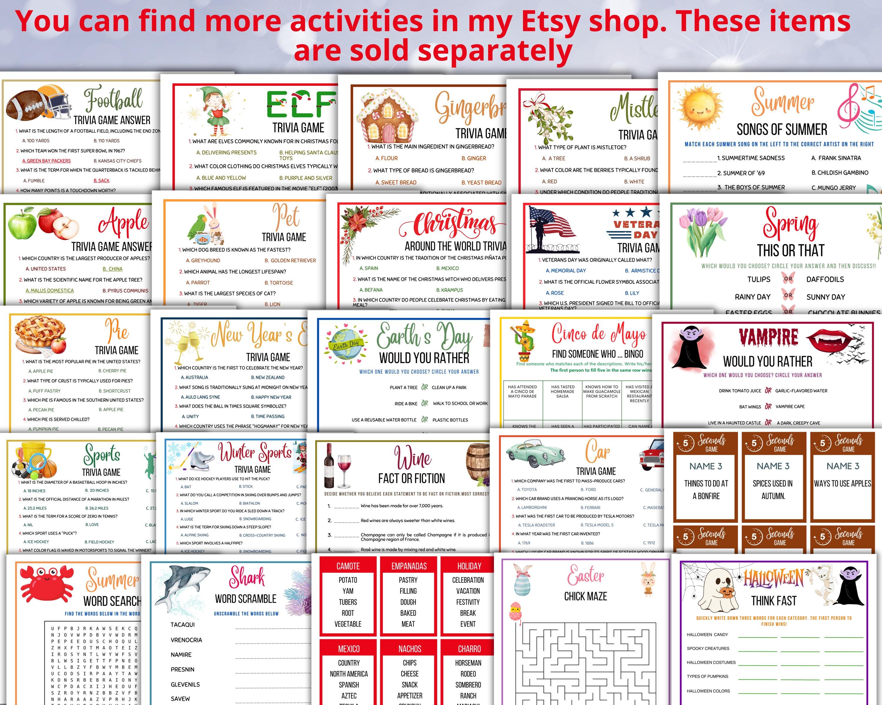 Snow Trivia,winter Trivia,snow Activity,winter Quiz,christmas Trivia ...