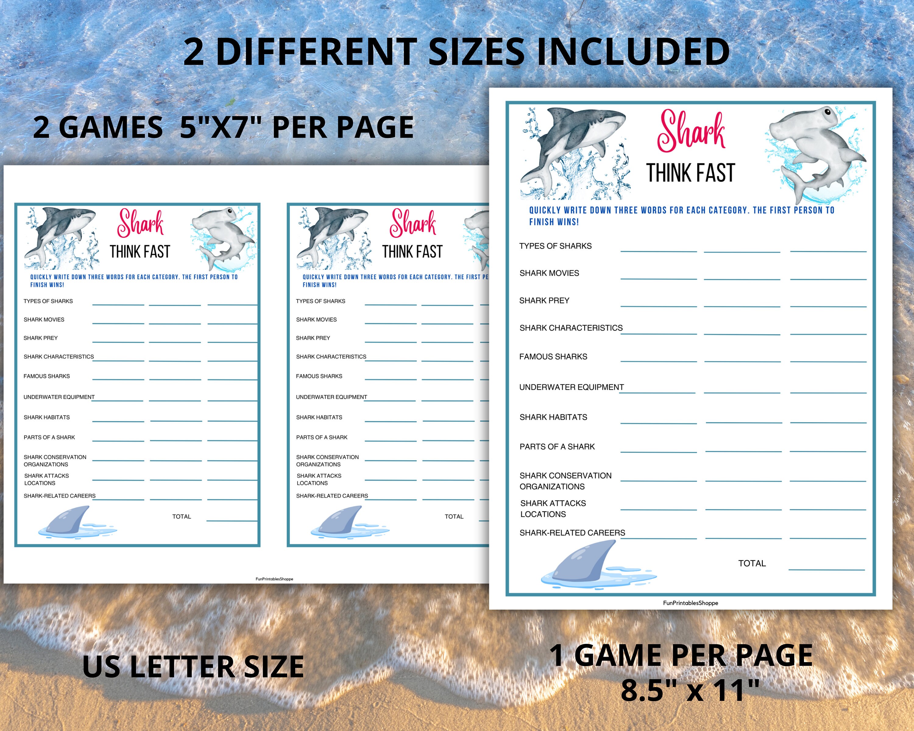 Shark Think Fast Game,summer Activity,shark Week Game,shark Birthday ...