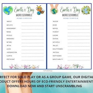 Earth Day Word Scramble Game, Earth Day Activity,spring Games ...