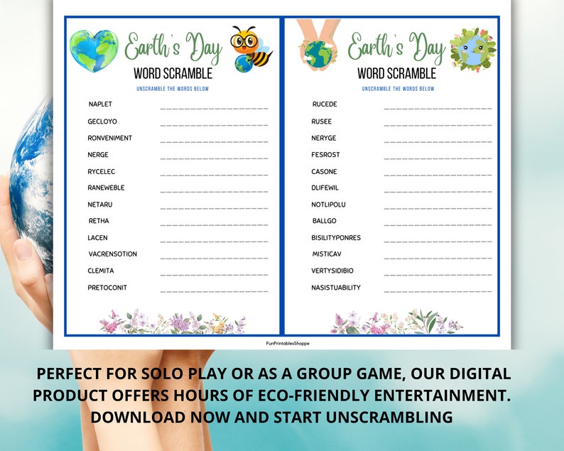 Earth Day Word Scramble Game, Earth Day Activity,spring Games ...