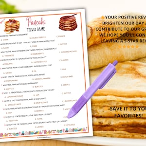 Pancake Trivia Game,pancake Day Game,pancake Quiz,pancake Party Games ...