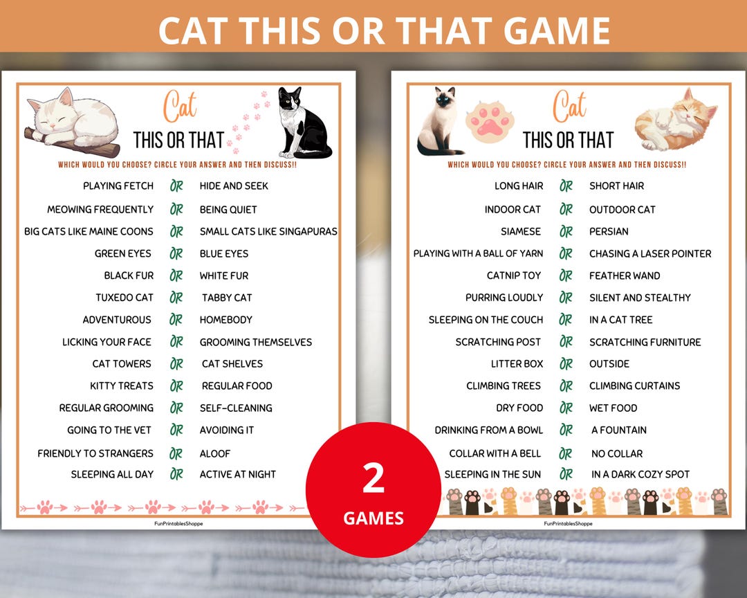 Cat This or That,cat Party Games,cat Activity,cat Social,fun Pets Games ...