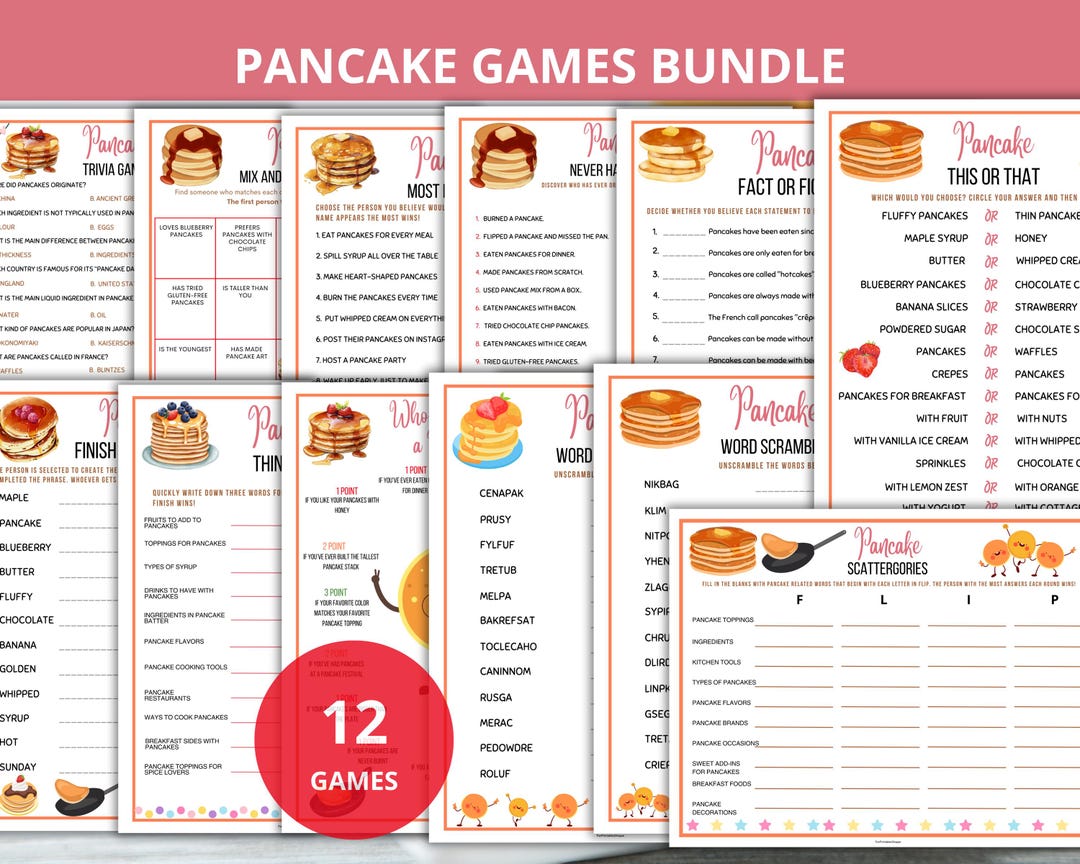 Pancake Game Bundle,pancake Party Games,pancake Day Game,slumber Games ...