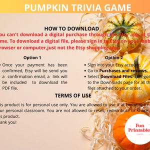 Pumpkin Trivia Game,fall Trivia,autumn Trivia,pumpkin Quiz,october ...